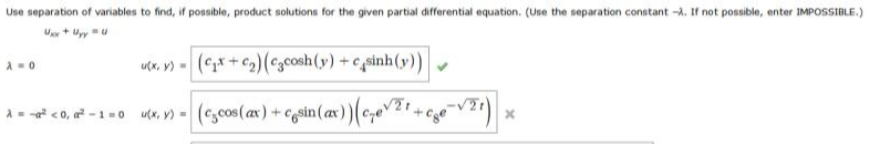 Use separation of variables to find, if possible, | Chegg.com
