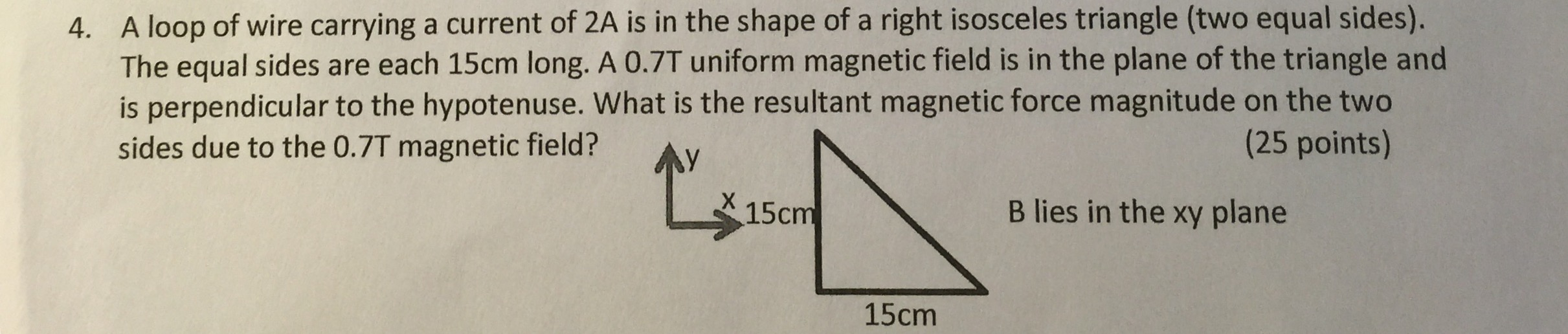 Solved 4. A loop of wire carrying a current of 2A is in the | Chegg.com