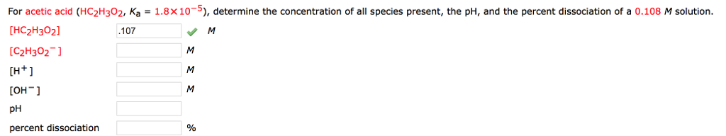 Solved For acetic acid HC2H302 Ka = 1.8 x 10-5 [HC2H302] | Chegg.com