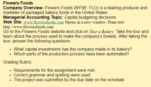 Solved Company Overview: Flowers Foods (NYSE: FLO) is a | Chegg.com