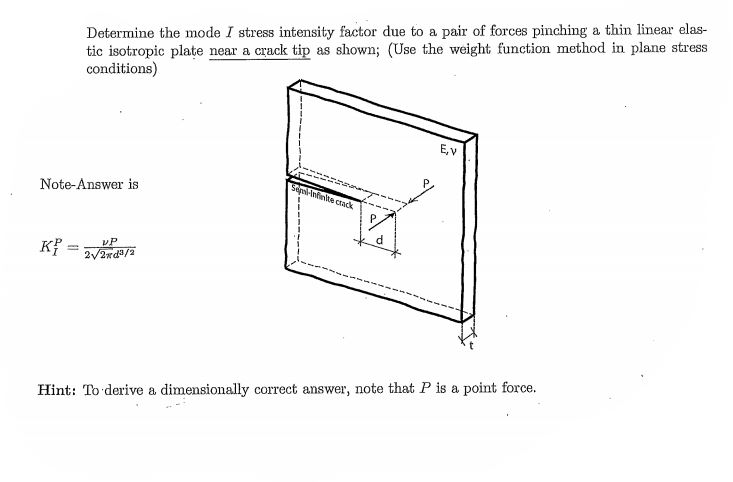 Determine the mode I stress intensity factor due to a | Chegg.com