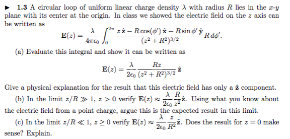 Solved A circular loop of uniform linear charge density | Chegg.com