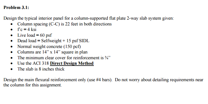 Solved Design the typical interior panel for a | Chegg.com