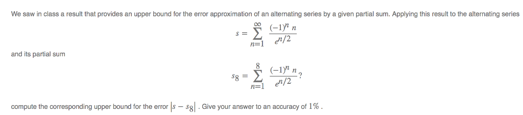 Solved We saw in class a result that provides an upper bound | Chegg.com