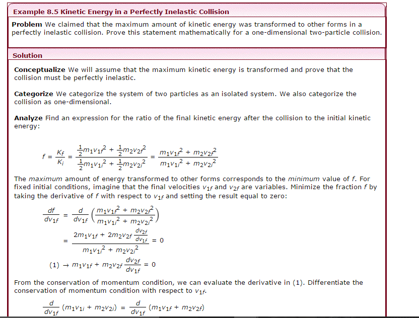 Solved Example 8.5 Kinetic Energy in a Perfectly Inelastic | Chegg.com