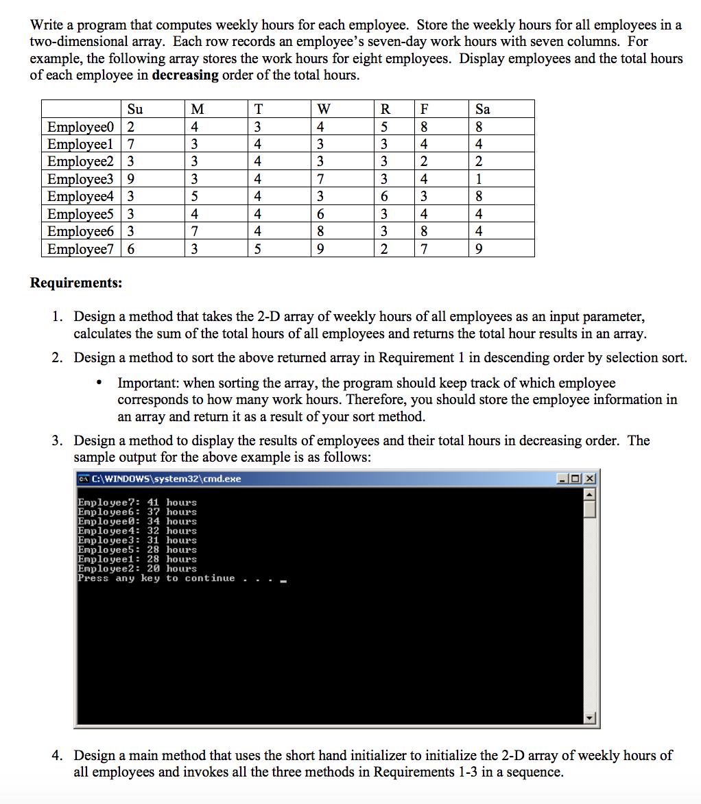 Solved Write a program that computes weekly hours for each | Chegg.com