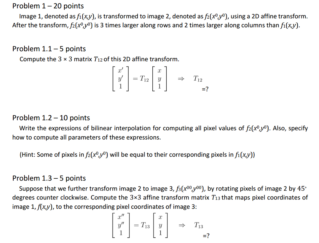 Image 1, denoted as f_1 (x, y), is transformed to | Chegg.com