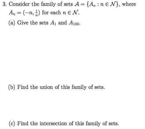Solved 3. Consider the family of sets A = {An : n E N}, | Chegg.com