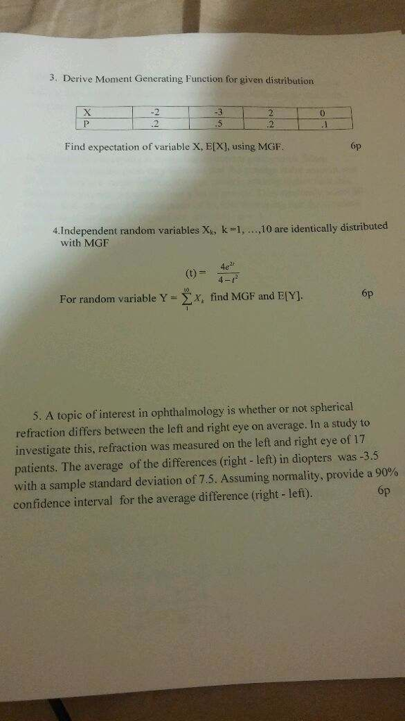 Solved 3. Derive Moment Generating Function for given | Chegg.com