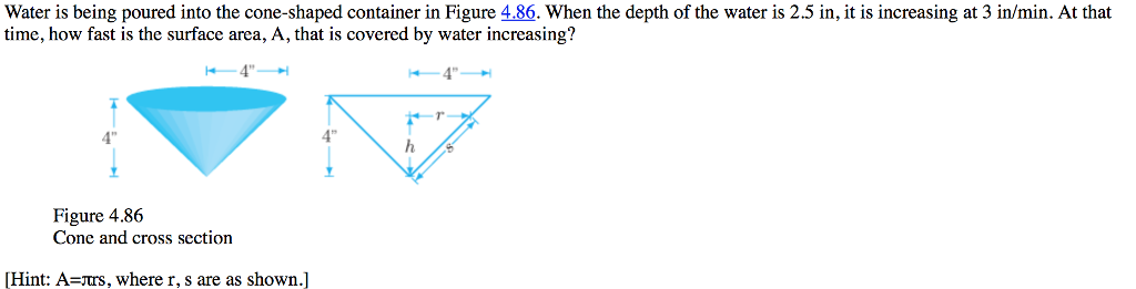 Solved Water is being poured into the cone-shaped container | Chegg.com