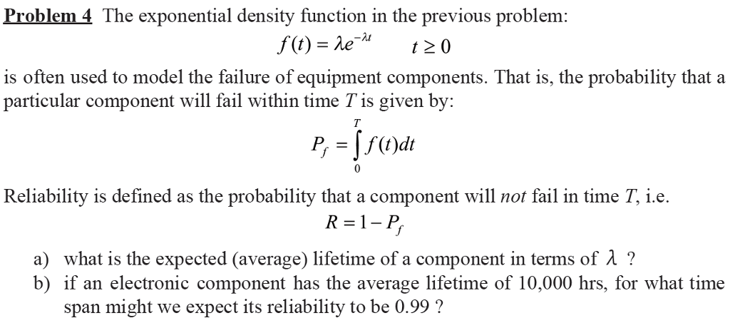 Solved The exponential density function in the previous | Chegg.com