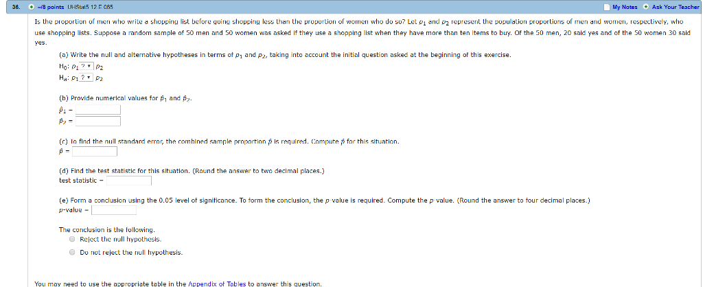 Solved Is the proportion of men who write a shopping list | Chegg.com