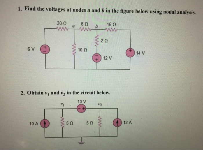 Solved the voltages at nodes a and b in the figure below | Chegg.com