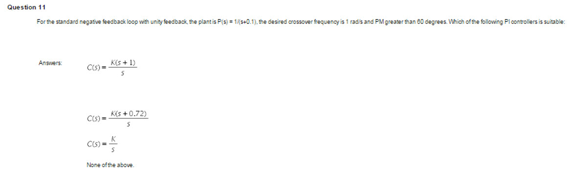 Solved For the standard negative feedback loop with unity | Chegg.com