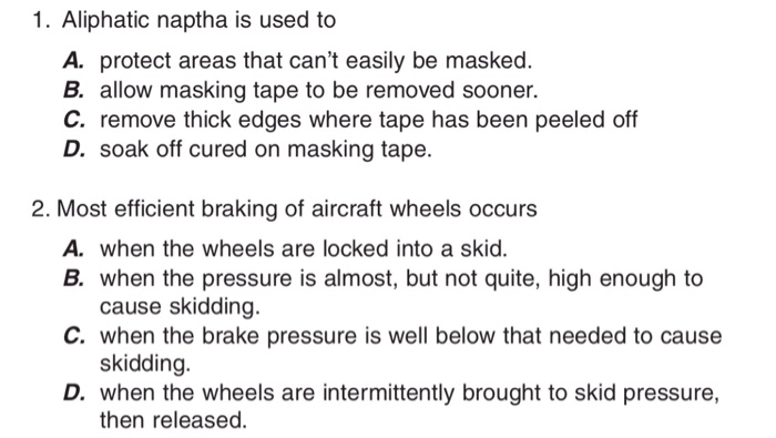 Solved 1. Aliphatic naptha is used to A. protect areas that | Chegg.com