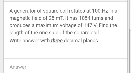 Solved A generator of square coil rotates at 100 Hz in a | Chegg.com