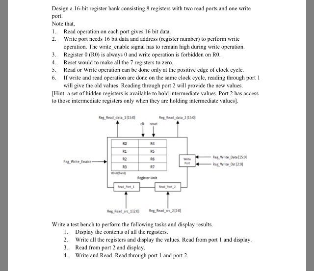 Solved Design A 16-bit Register Bank Consisting 8 Registers 