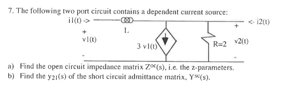 Solved 7. The following two port circuit contains a | Chegg.com