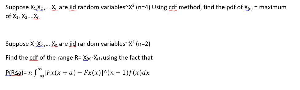 Solved Suppose X1X2, X, are iid random variables"X2 (n=4) | Chegg.com