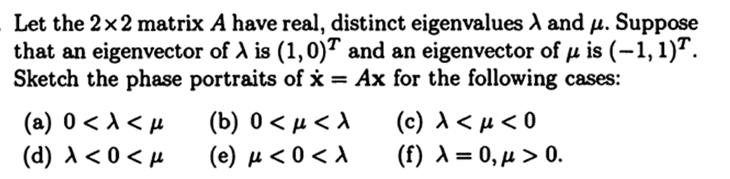 Let the 2x2 matrix A have real, distinct eigenvalues | Chegg.com