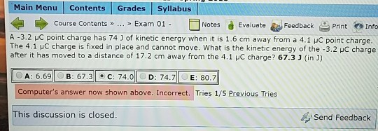 Solved Main Menu Contents Grades Syllabus Course | Chegg.com