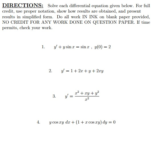 Solved Solve each differential equation given below. For | Chegg.com