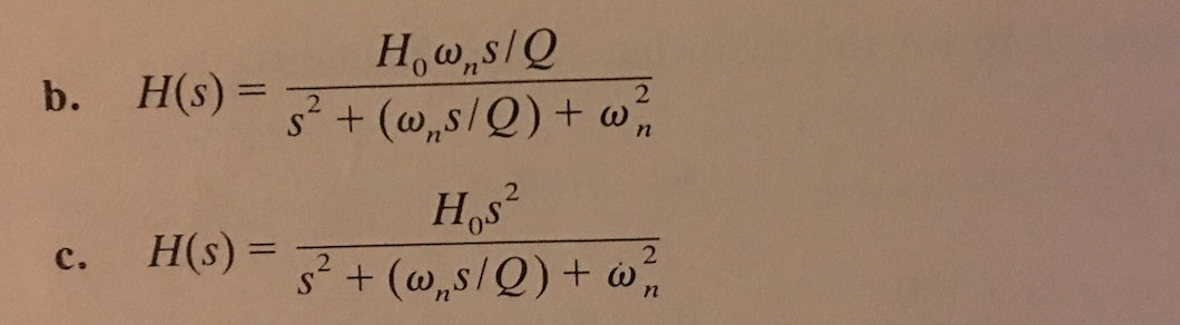 Solved Standard forms for second-order low-pass, bandpass, | Chegg.com