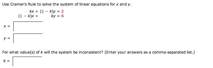 Solved Use Cramer's Rule to solve the system of linear | Chegg.com
