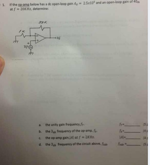 Solved If the op-amp below has a dc open-loop gain A0 = 2.5 | Chegg.com