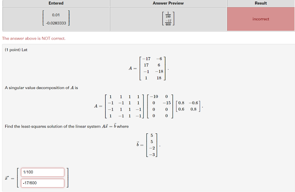 Solved Let A = [-17 17 -1 1 -6 6 -18 18]. A singular | Chegg.com