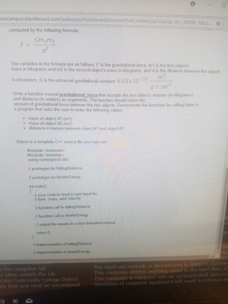 Solved Assignment #6 Physics Functions Falling Distance When | Chegg.com