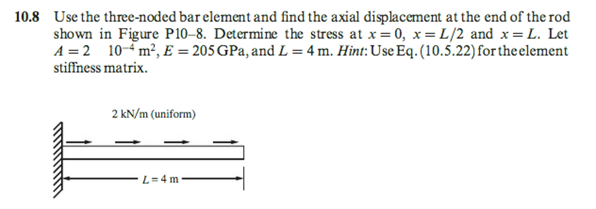 Solved Use the three-noded bar element and find the axial | Chegg.com