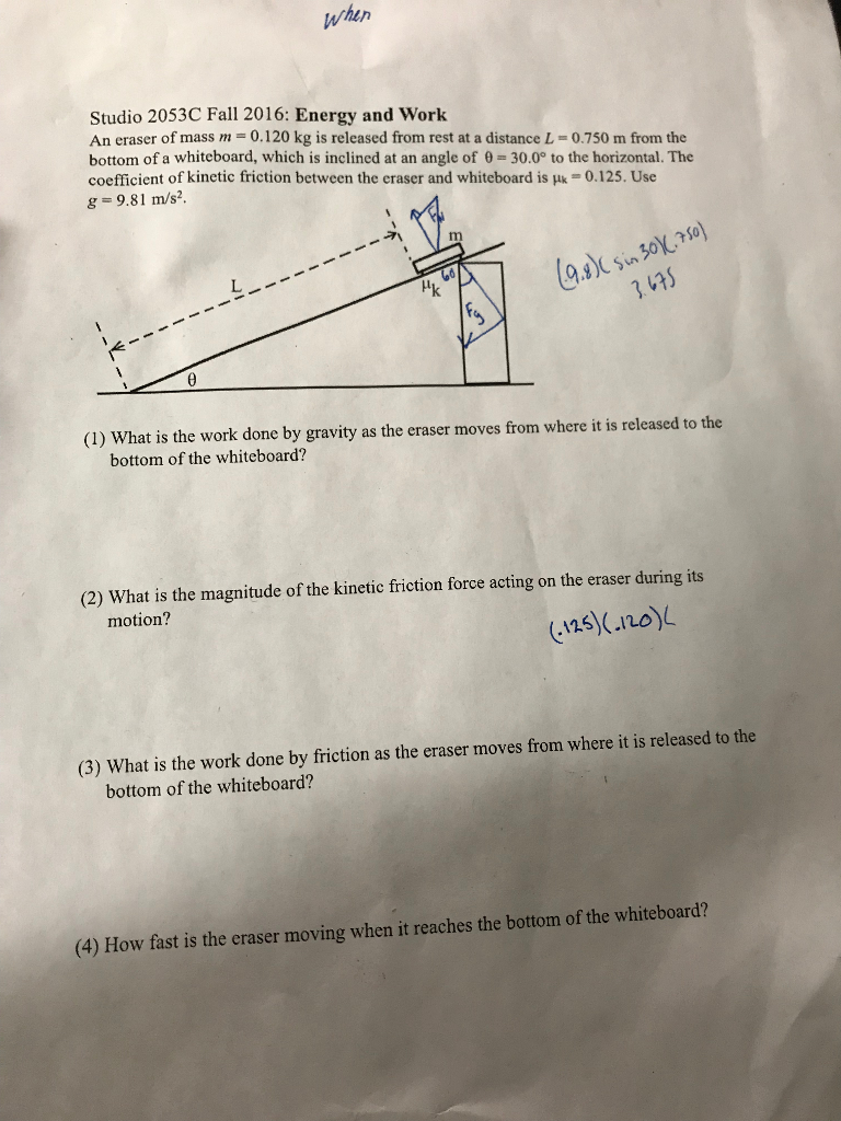 Solved when Studio 2053C Fall 2016: Energy and Work An | Chegg.com
