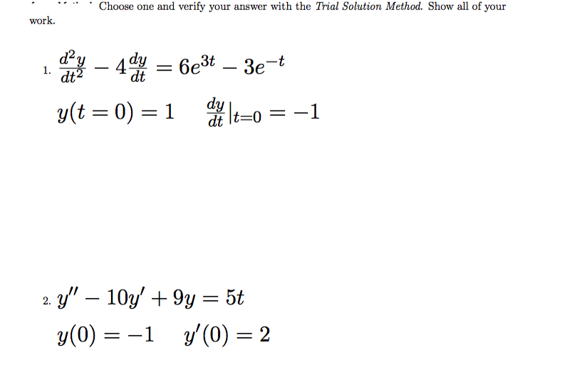 Solved Choose one and verify your answer with the Trial | Chegg.com