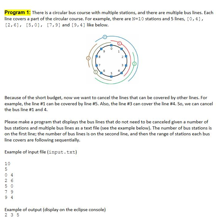 Solved Program 1: There is a circular bus course with | Chegg.com
