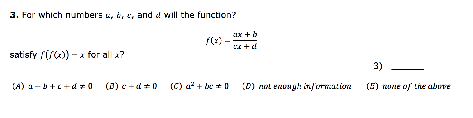 Solved For which numbers a, b, c, and d will the function? | Chegg.com