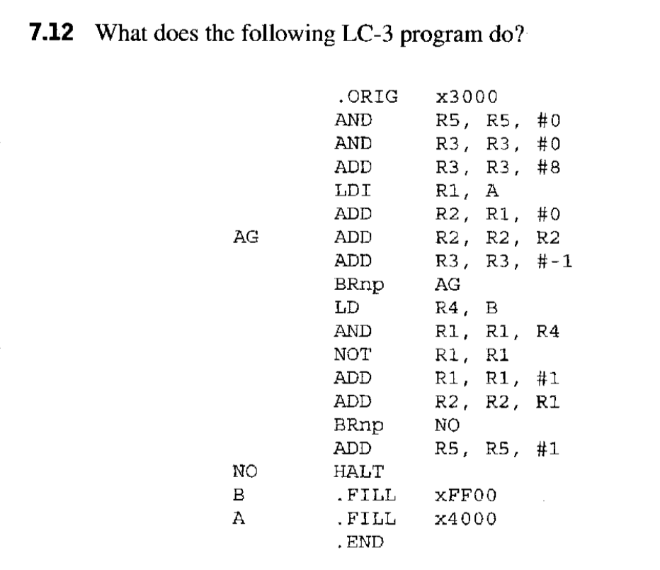 Solved 7.12 What does thc following LC-3 program do? . ORIG | Chegg.com