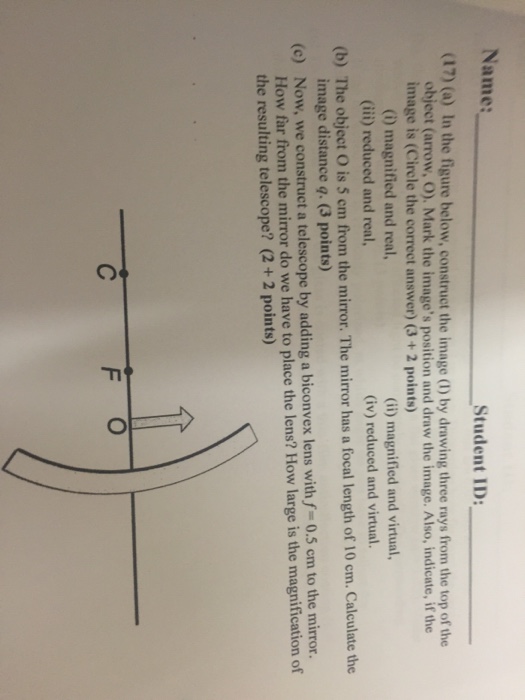 Solved In the figure below, construct (he image (I) by | Chegg.com