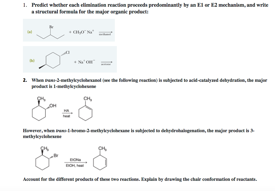 Solved 1. Predict whether each elimination reaction proceeds | Chegg.com