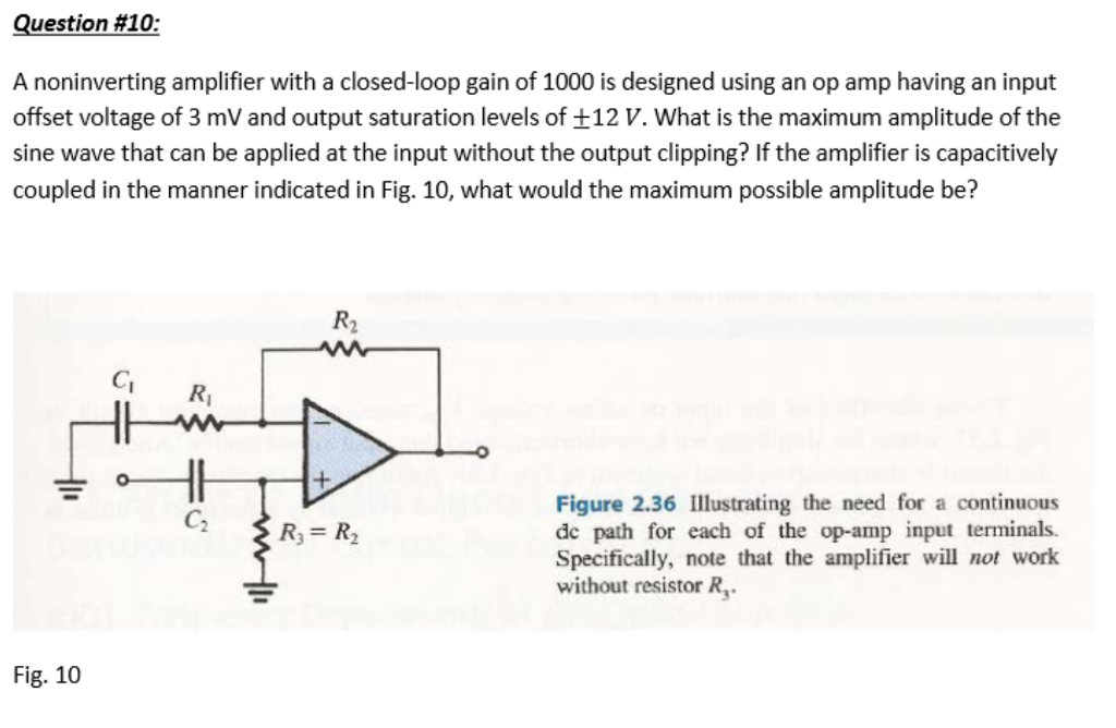 Solved A Noninverting Amplifier With A Closed Loop Gain Of