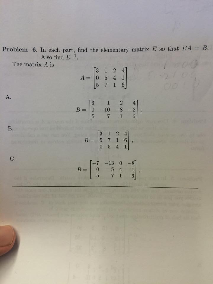 Solved In each part, find the elementary matrix E so that EA | Chegg.com
