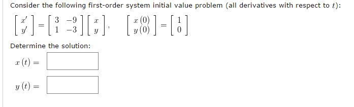 Solved Consider the following first-order system initial | Chegg.com