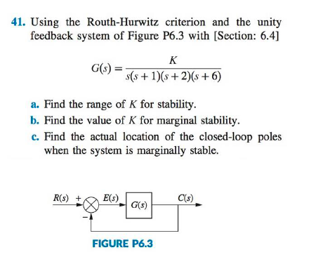 Solved: Using The Routh-Hurwitz Criterion And The Unity Fe... | Chegg.com