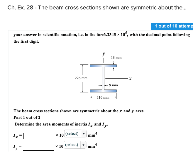 Solved Ch. Ex. 28 The beam cross sections shown are | Chegg.com
