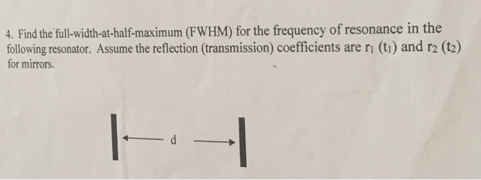 Solved 4. Find the full-width-at-half-maximum (FWHM) for the | Chegg.com