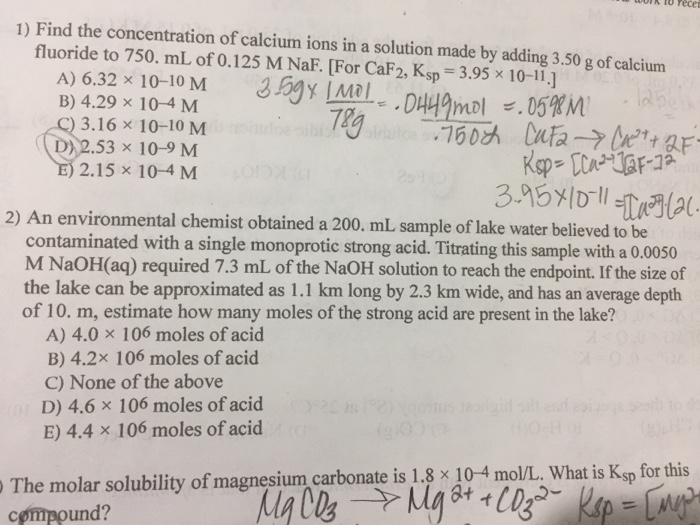 Solved Find the concentration of calcium ions in a solution | Chegg.com