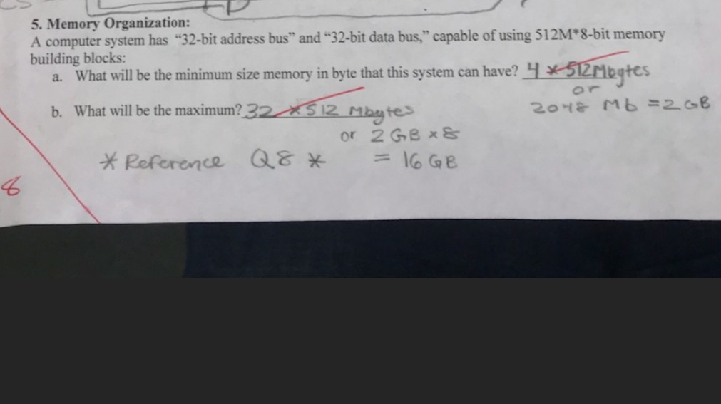 Solved 5 Memory Organization A Computer System Has 32 Bit 