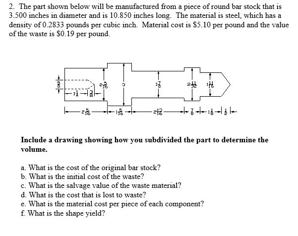 Solved The part shown below will be manufactured from a | Chegg.com