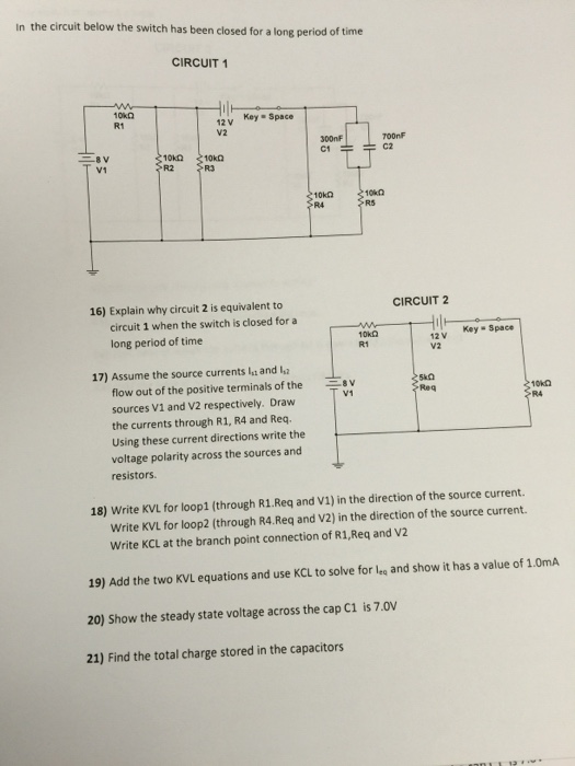 Solved In the circuit below the switch has been closed for a | Chegg.com