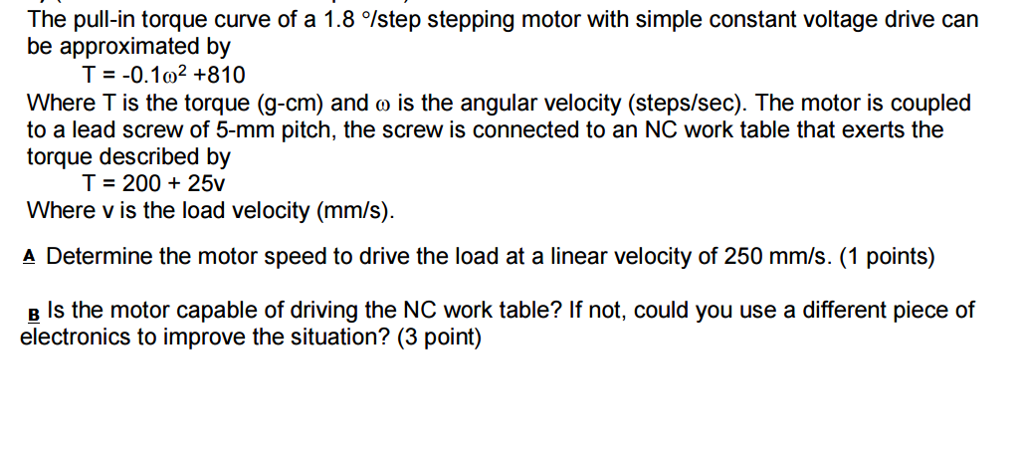 Solved The pull - in torque curve of a 1.8 degree/step | Chegg.com